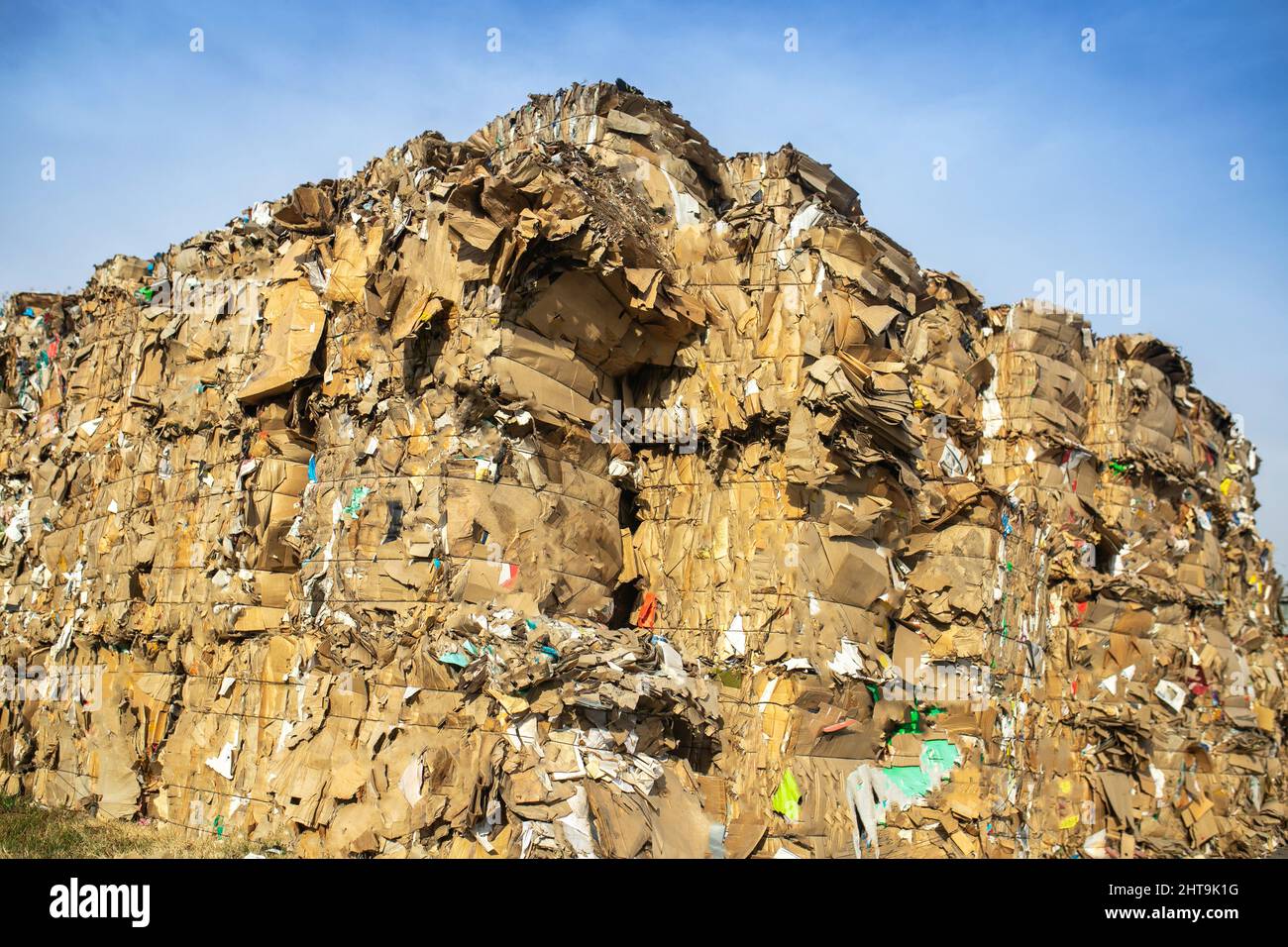 View of a huge stack of waste paper outdoors for recycled outdoor Stock ...