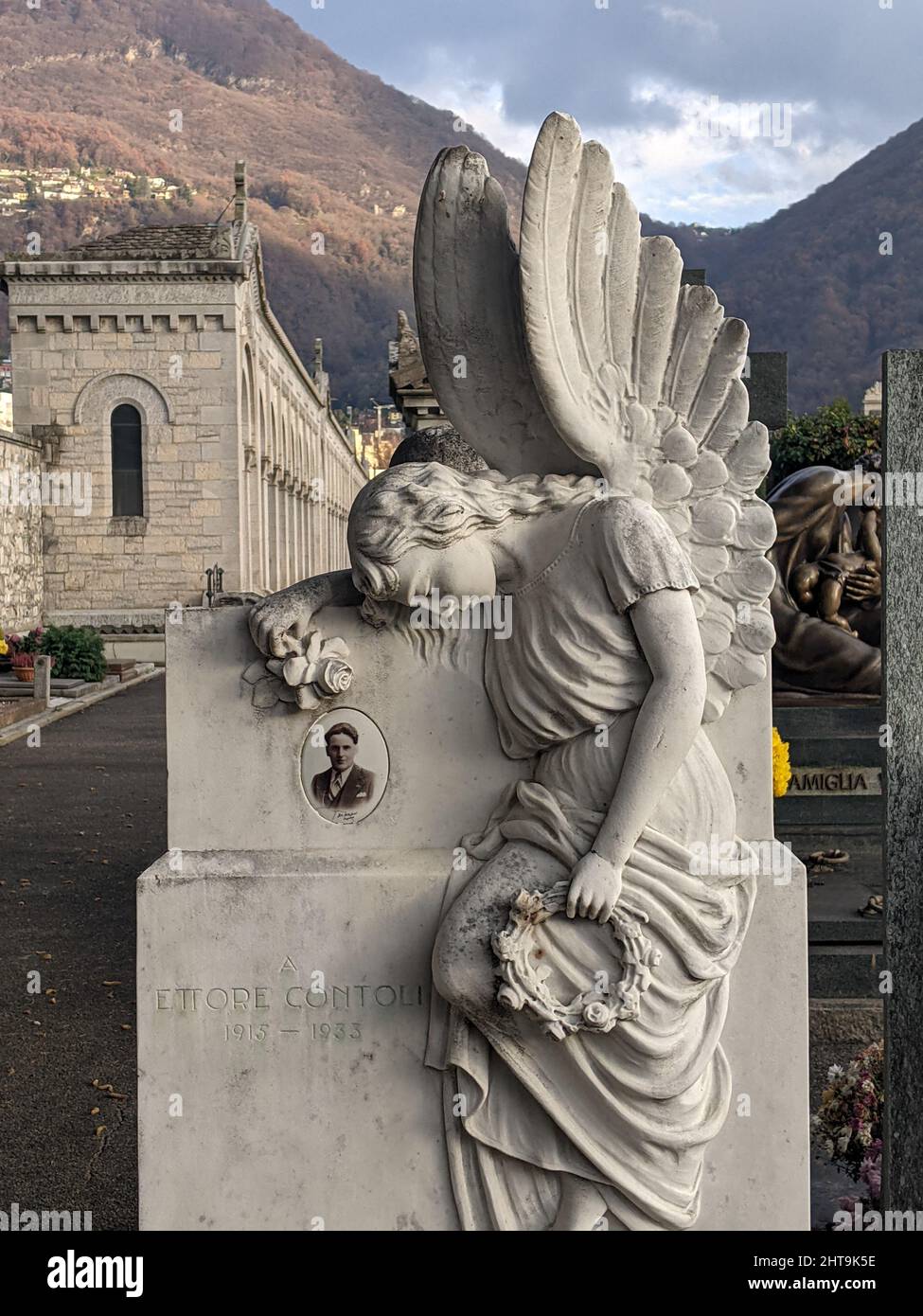 Photo of spectacular statues in the Lugano cemetery, Ticino region ...