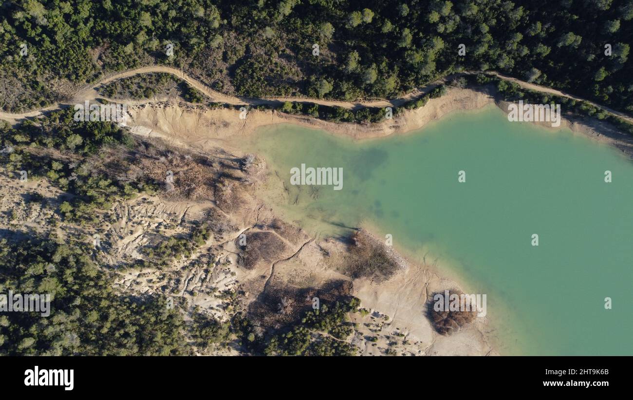 Bird's eye view of Lac de Ceceles, France Stock Photo - Alamy