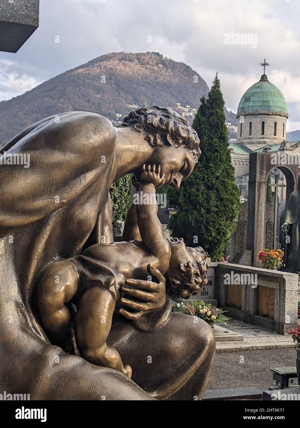 Photo of spectacular statues in the Lugano cemetery, Ticino region ...