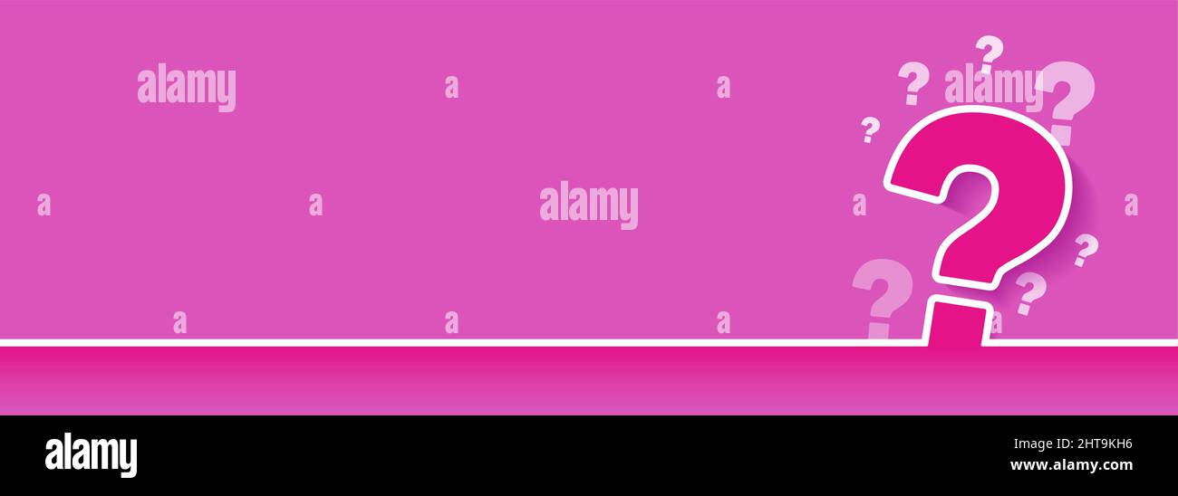 long background for banner. Question mark paper icon on pink background ...