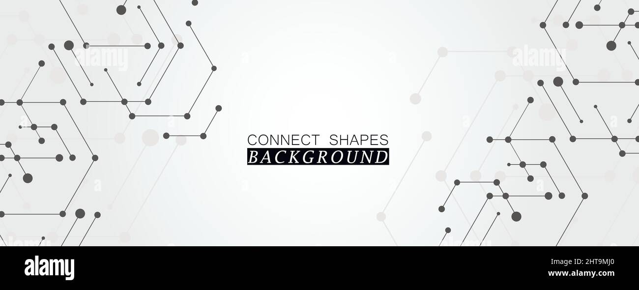 Geometric hexagon connect with connected line and dots. Simple ...