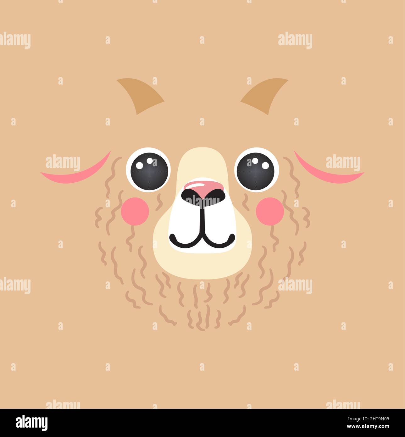 Cute goat portrait square smile head cartoon round shape animal face ...