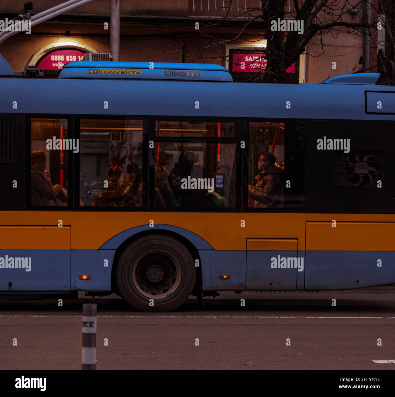 View of a blue bus on a traffic road in Sofia, Bulgaria Stock Photo - Alamy