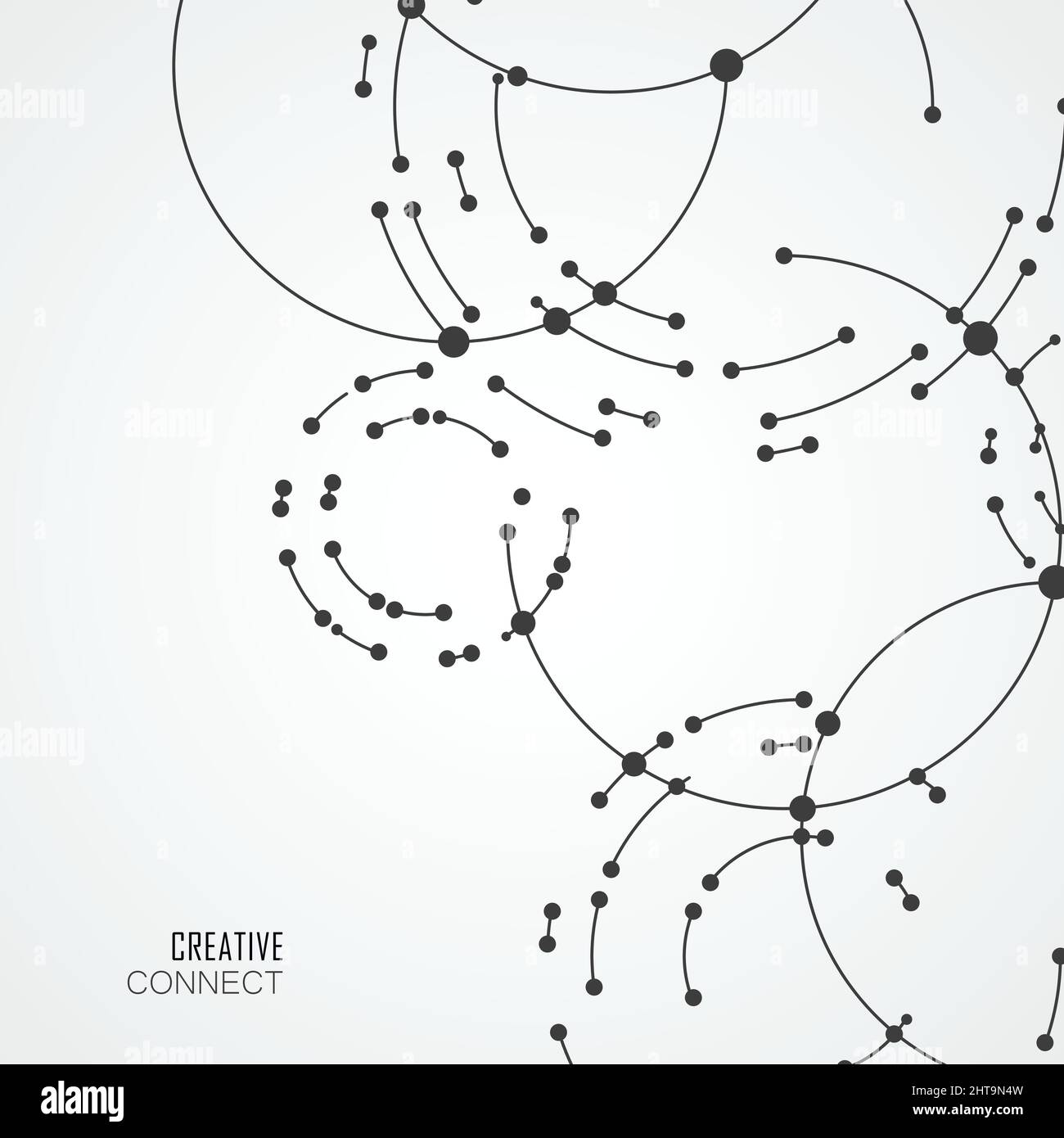 Vector points connecting circles background. Geometric abstraction design with lines and points ...