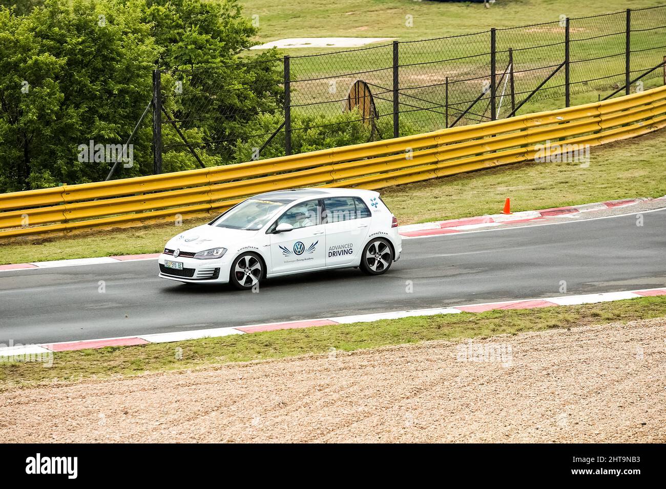Beautiful view of a white VW advanced driving instruction at Kyalami ...