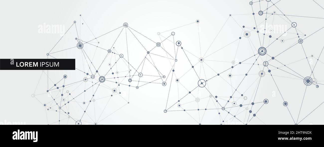 Geometric connected line and dots. Simple technology graphic background. Vector banner design ...