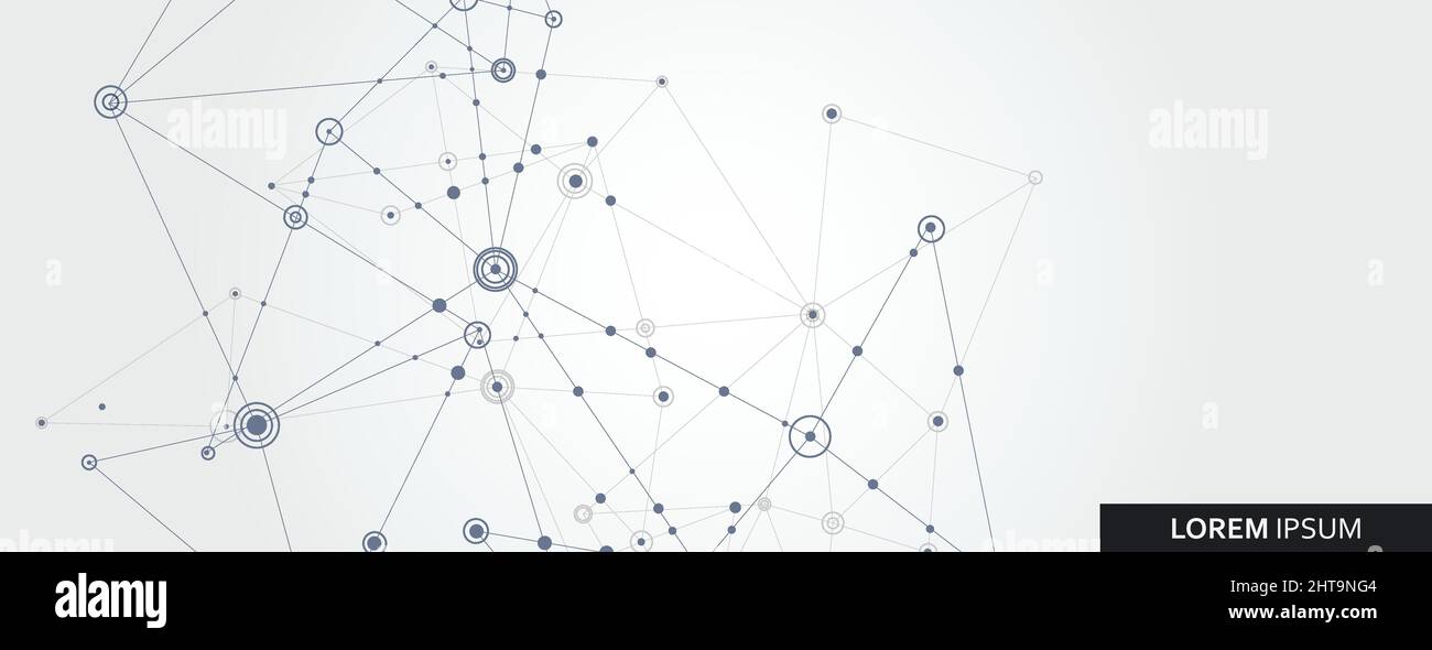 Geometric connected line and dots. Simple technology graphic background. Vector banner design ...