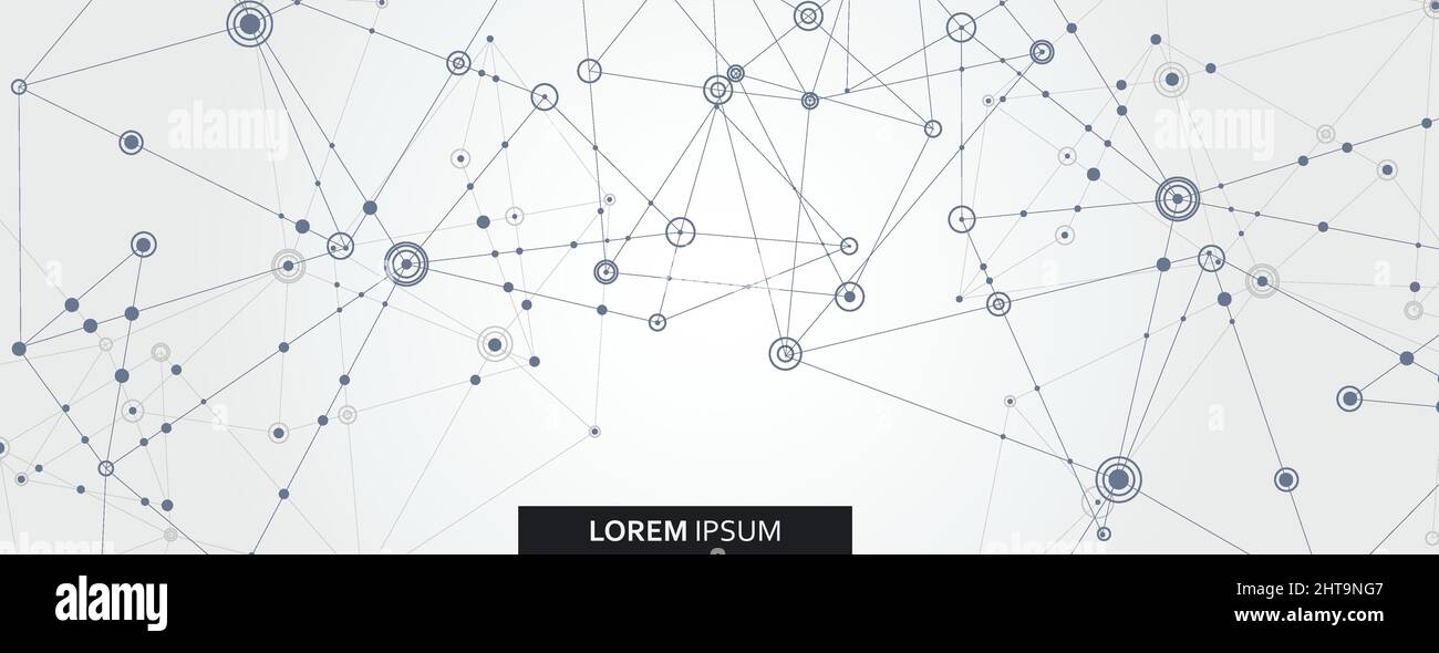 Geometric connected line and dots. Simple technology graphic background. Vector banner design ...