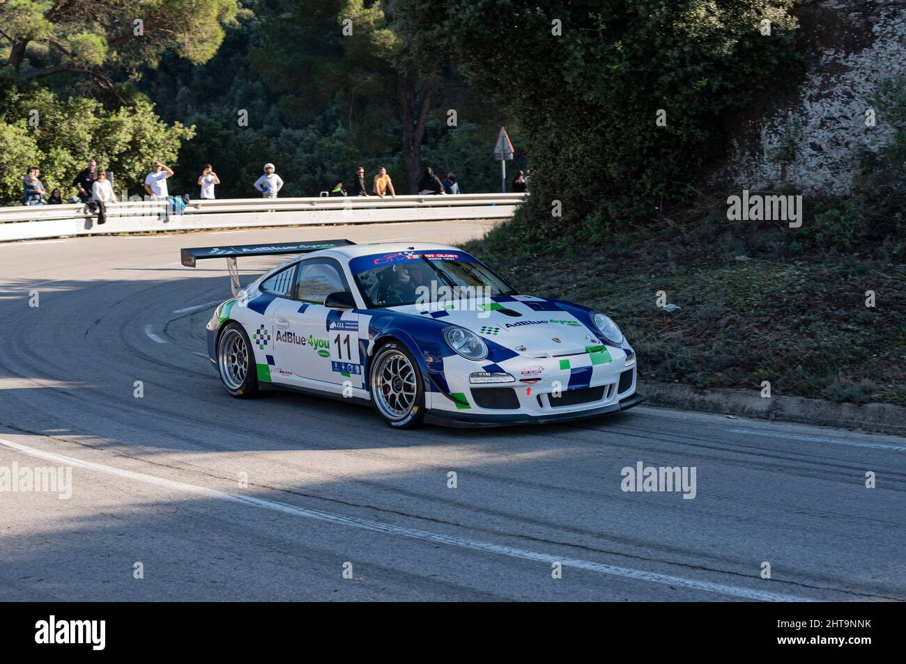 Porsche 977 GT3 Cup in the Rally hill climb in Sant Feliu Codines Stock ...