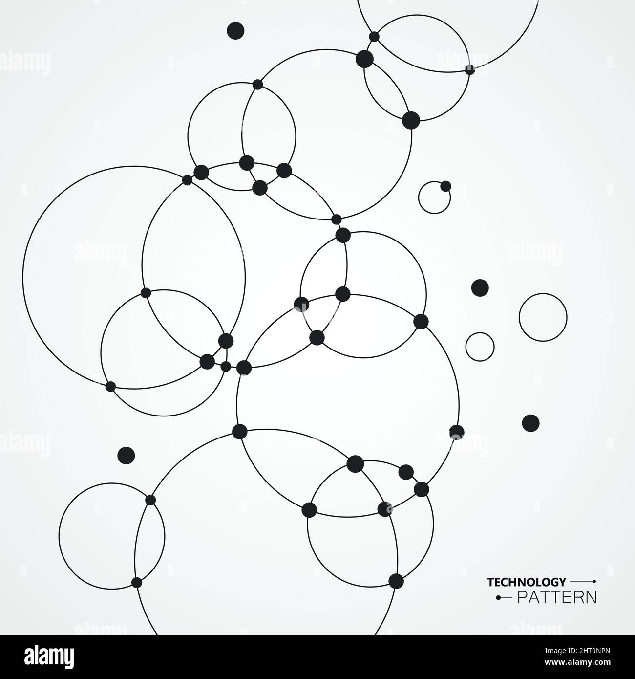 Vector Background With Overlapping Circles And Dots Connect Creative Structure Stock Vector