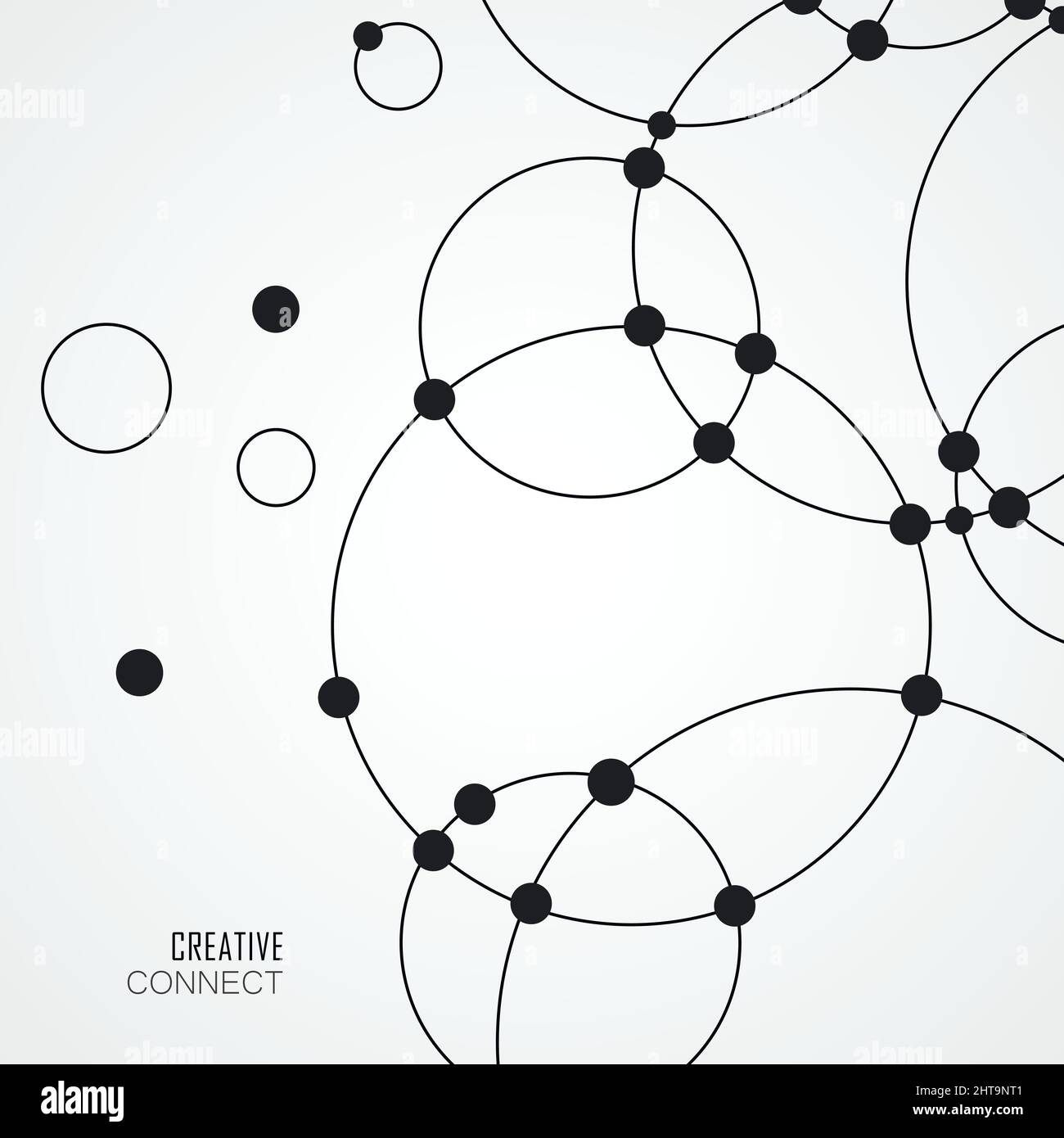 Vector Background With Overlapping Circles And Dots Connect Creative Structure Stock Vector