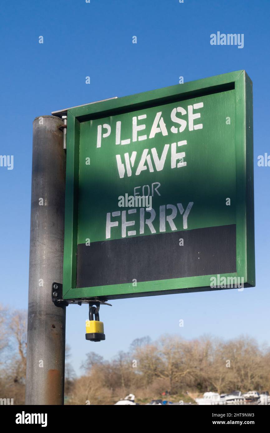 Catch a Ferry sign on the river thames, Richmond, London Stock Photo ...