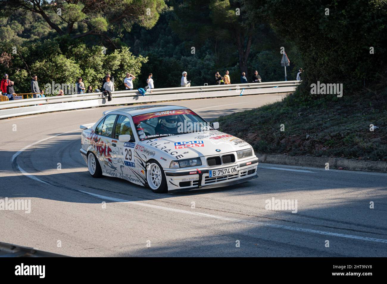 BMW 320i E36 in the Rally hill climb in Sant Feliu Codines Stock Photo ...