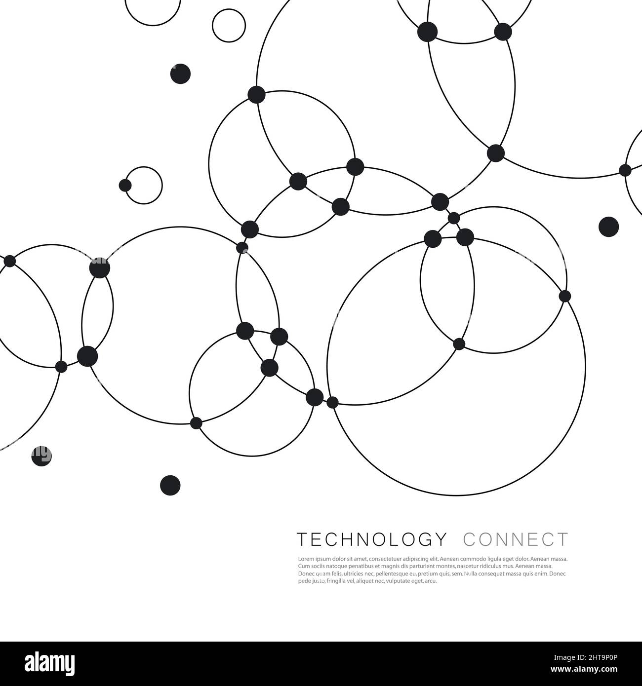 Vector Background With Overlapping Circles And Dots Connect Creative Structure Stock Vector