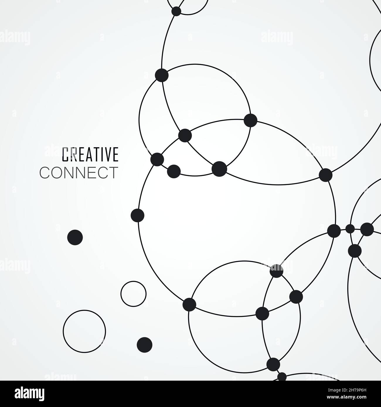 Vector Background With Overlapping Circles And Dots Connect Creative Structure Stock Vector