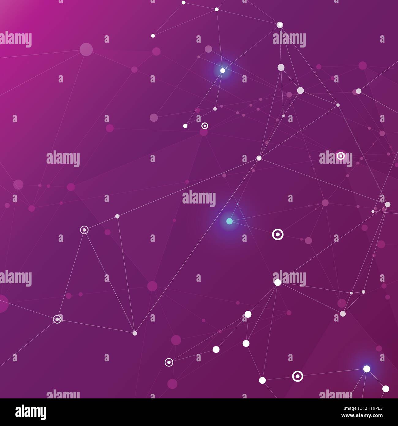 Abstract purple color science background with connection dots and lines ...