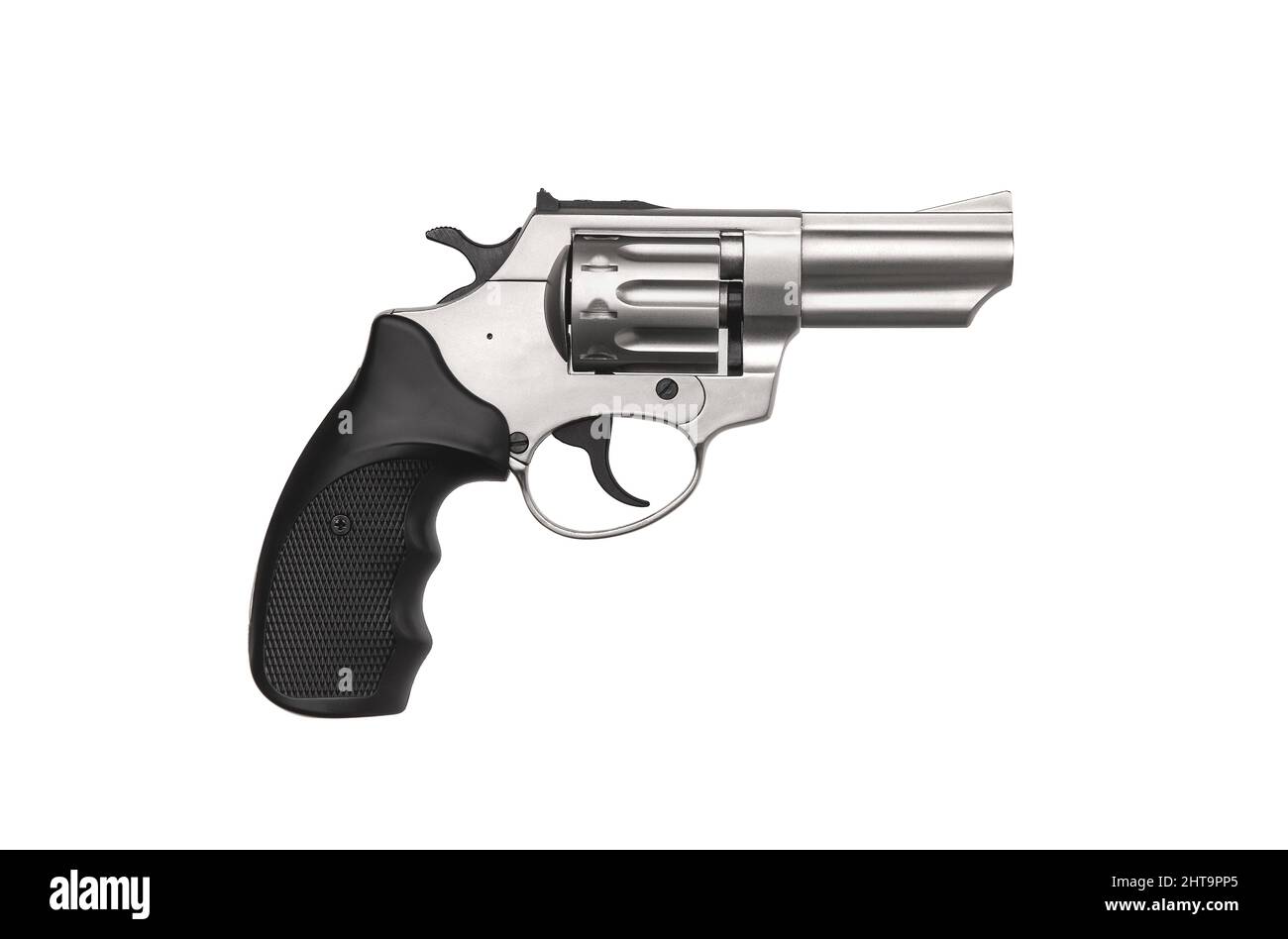 Silver gun revolver isolate on a white background. Pistol. Weapons for ...
