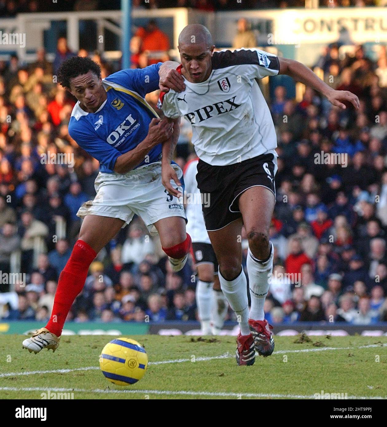 PORTSMOUTH V FULHAM DARIO SILVA BATTLES WITH ZAC KNIGHT PIC MIKE WALKER ...