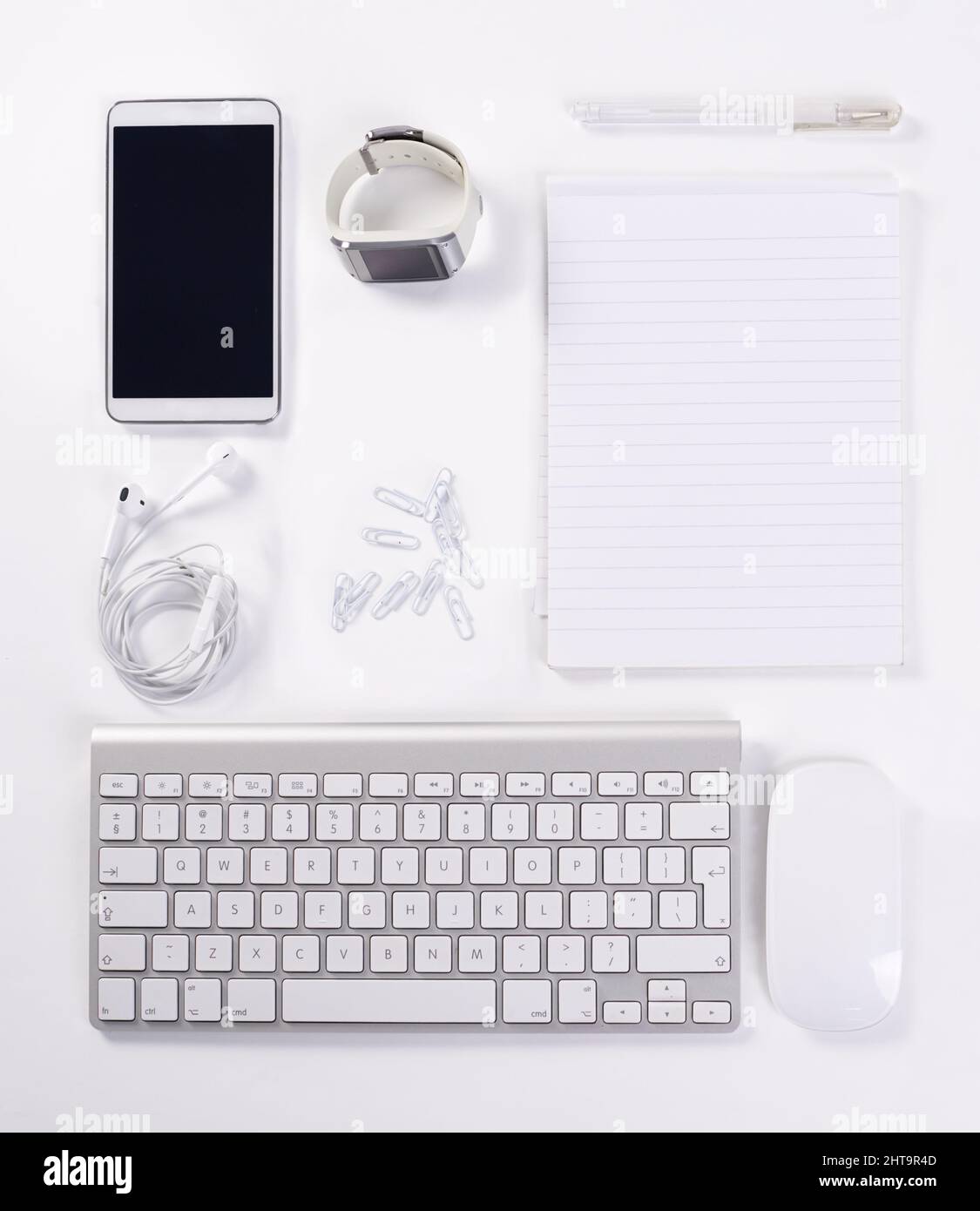 Equipped for productivity. A high angle view of various office ...