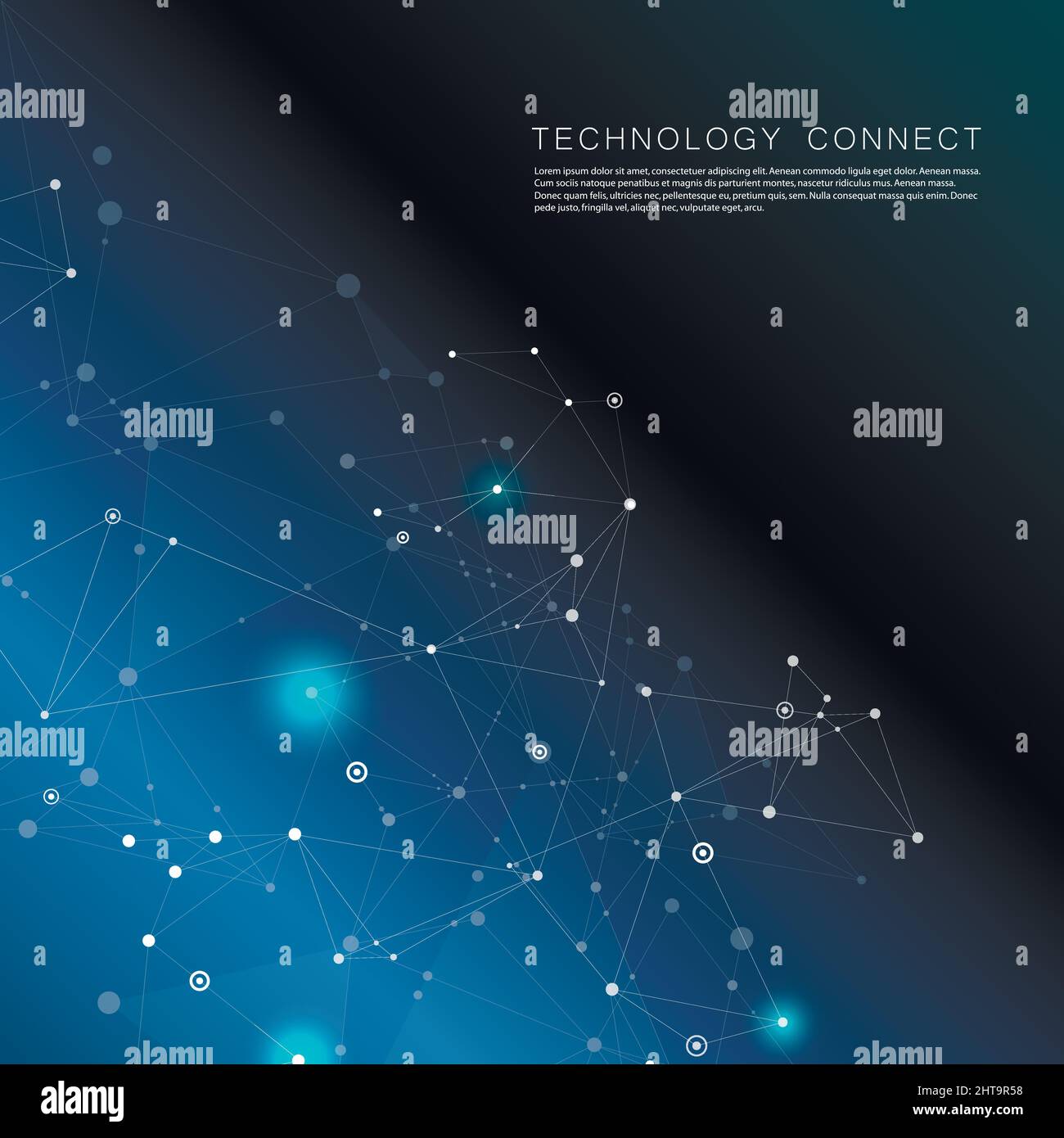 Abstract blue color science background with connection dots and lines ...