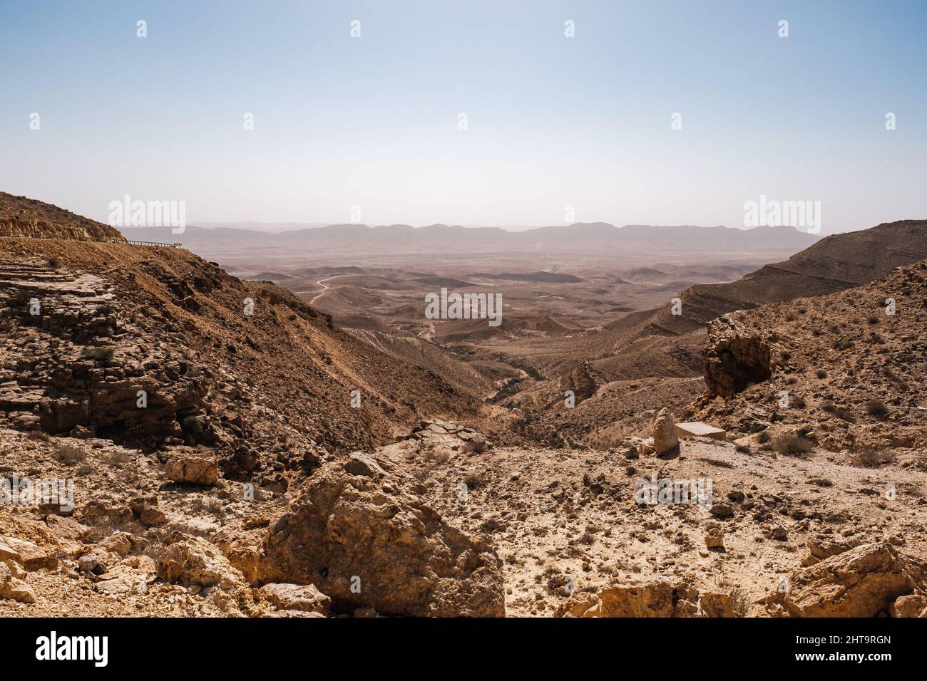Beautiful scenery of dry desert with rocky cliffs on the background of ...