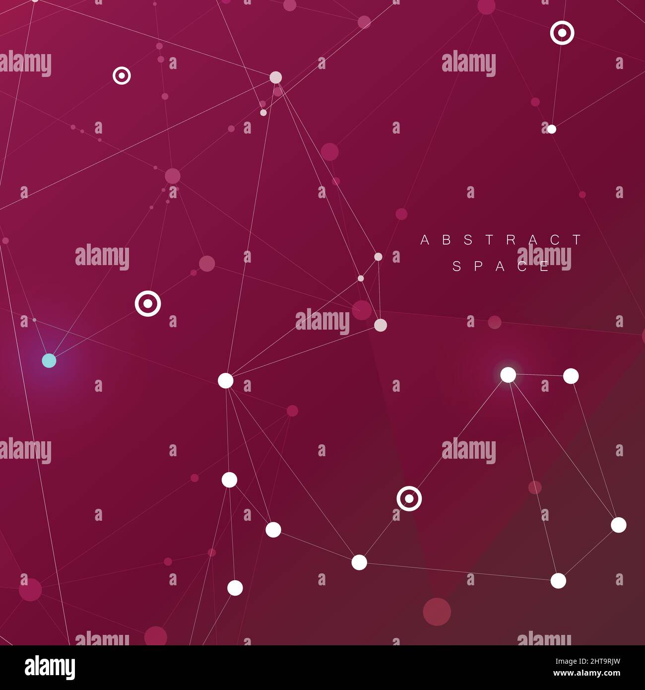 Abstract purple color science background with connection dots and lines ...