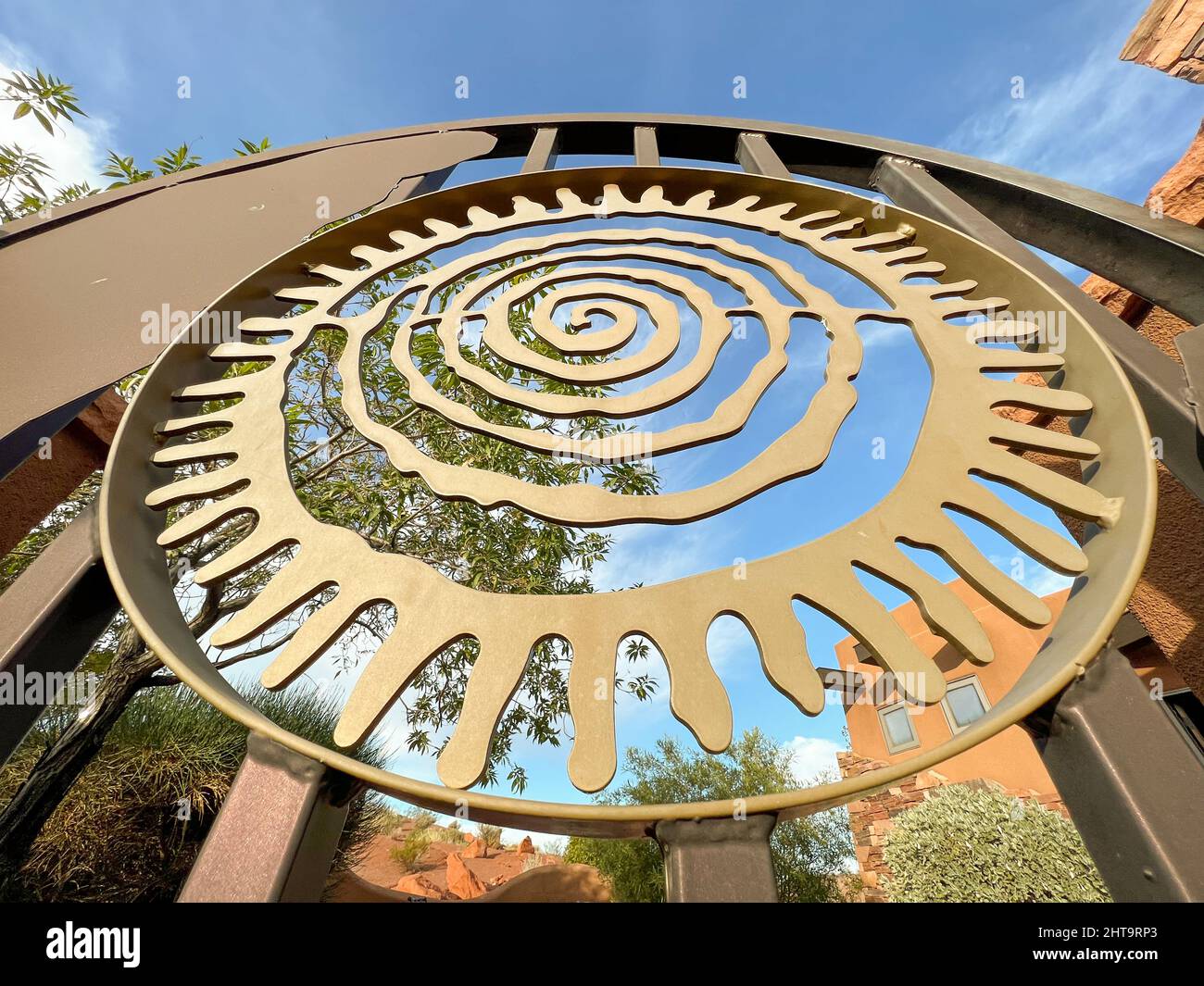 Closeup of a spiral gate design in a park Stock Photo - Alamy