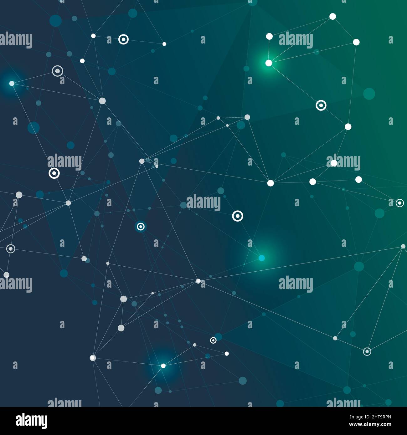 Abstract green color science background with connection dots and lines ...