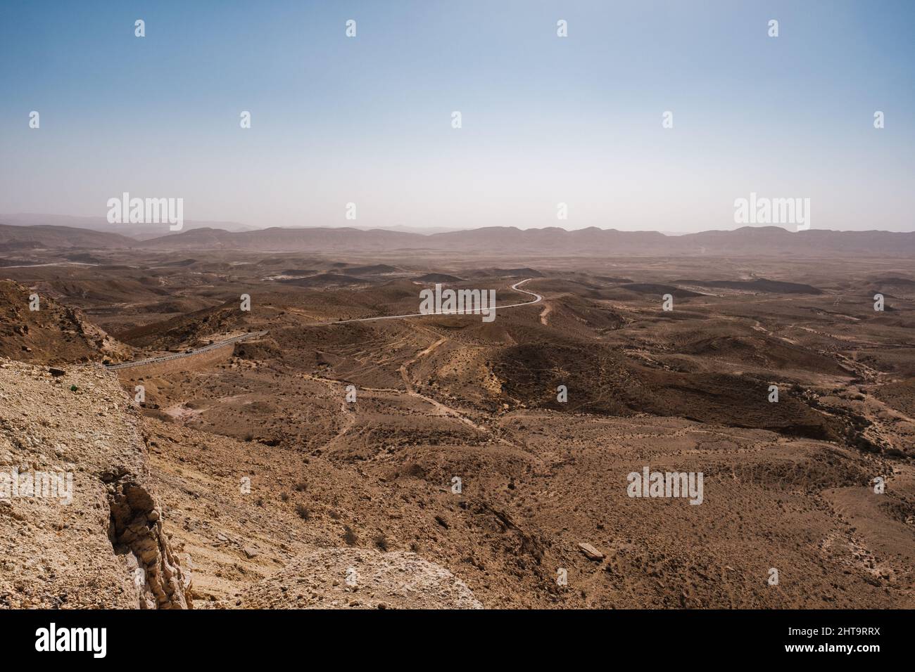 Beautiful scenery of dry desert with rough rocky cliffs on the ...