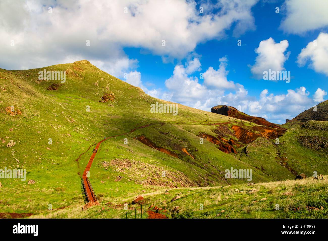 Beautiful landscape view of green hills with blue sky in East cape of ...