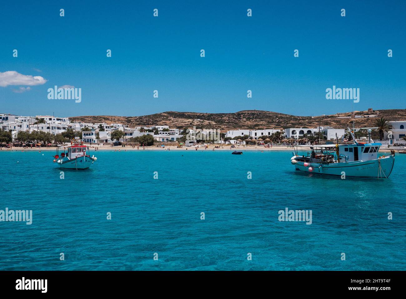 Beautiful view of an ocean with blue sky background in Greece Stock ...