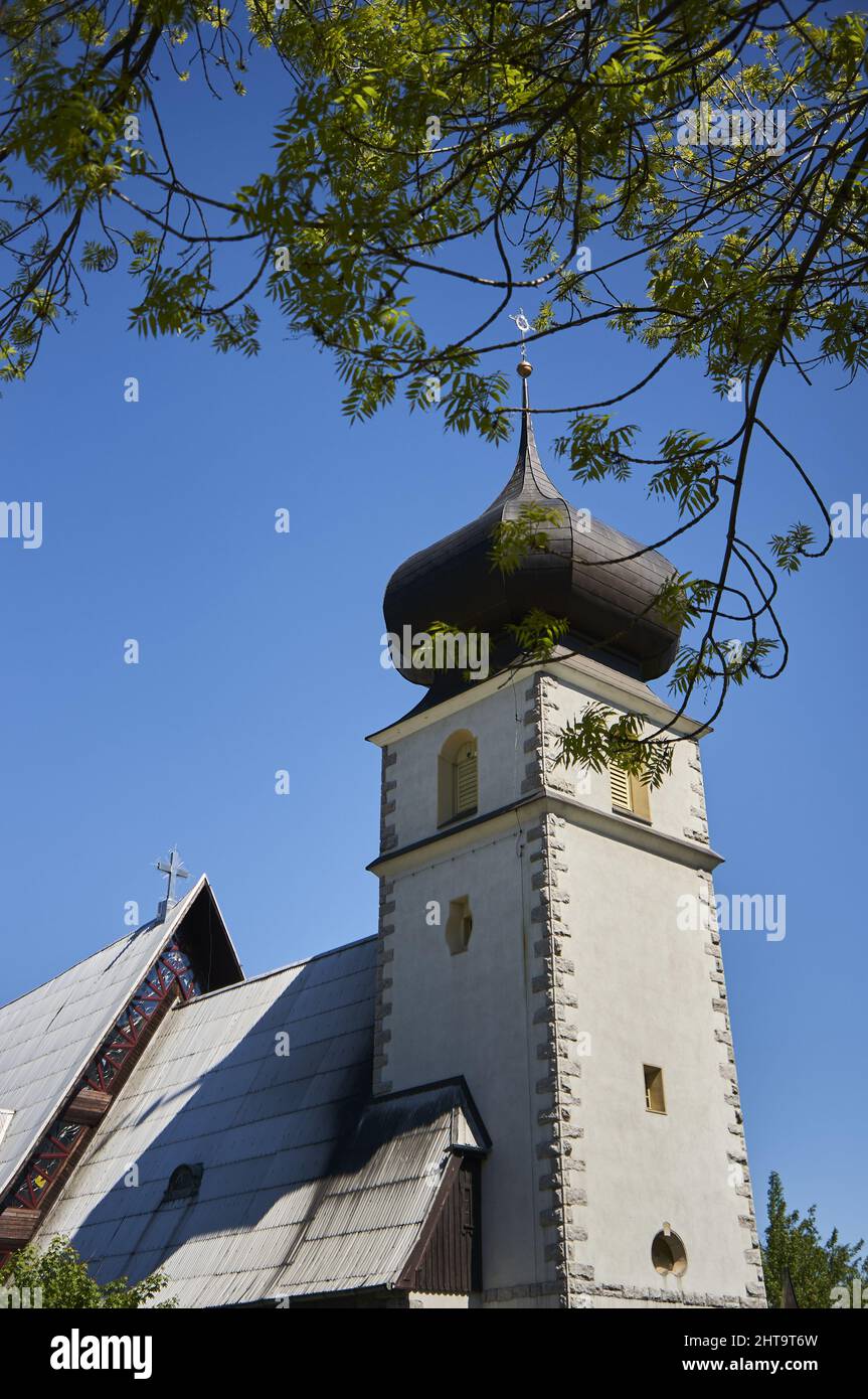 Closeup of a Catholic church building in the town center Stock Photo - Alamy