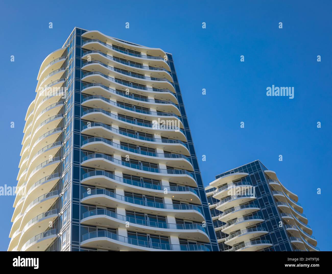 Facade detail of a modern high-rise apartment building. Abstract ...