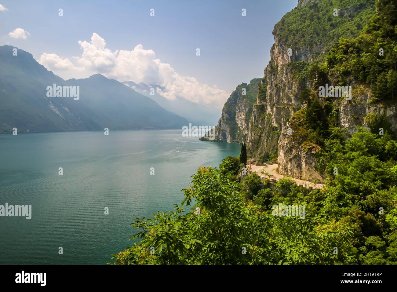Beautiful view over Largo di Garda, Italy with the city of Riva del ...