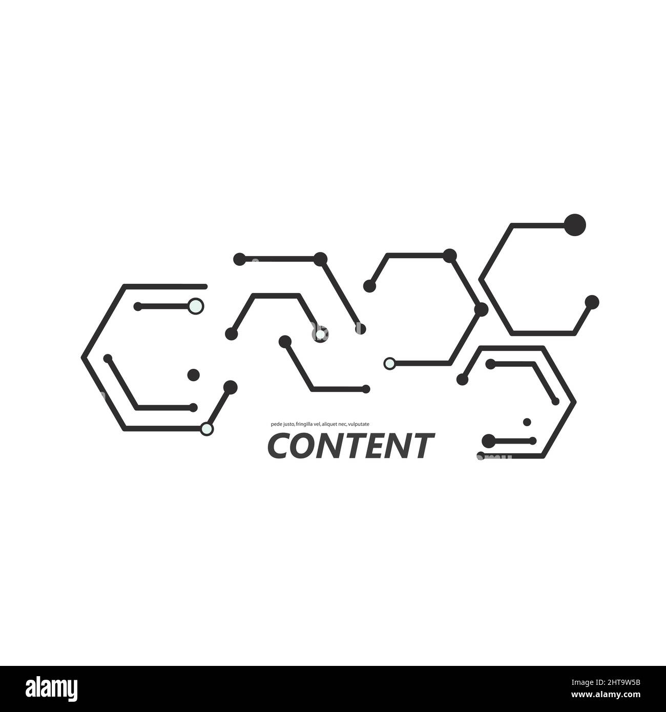 Line and dots connect vector. Geometric hexagon abstract molecular ...