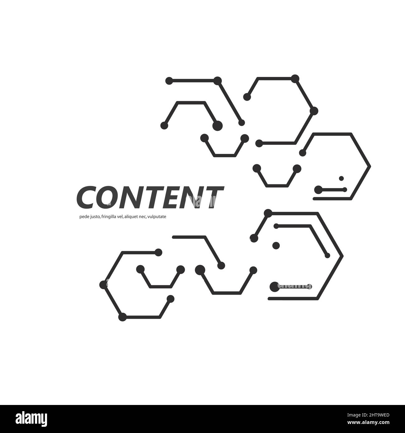 Line and dots connect vector. Geometric hexagon abstract molecular ...