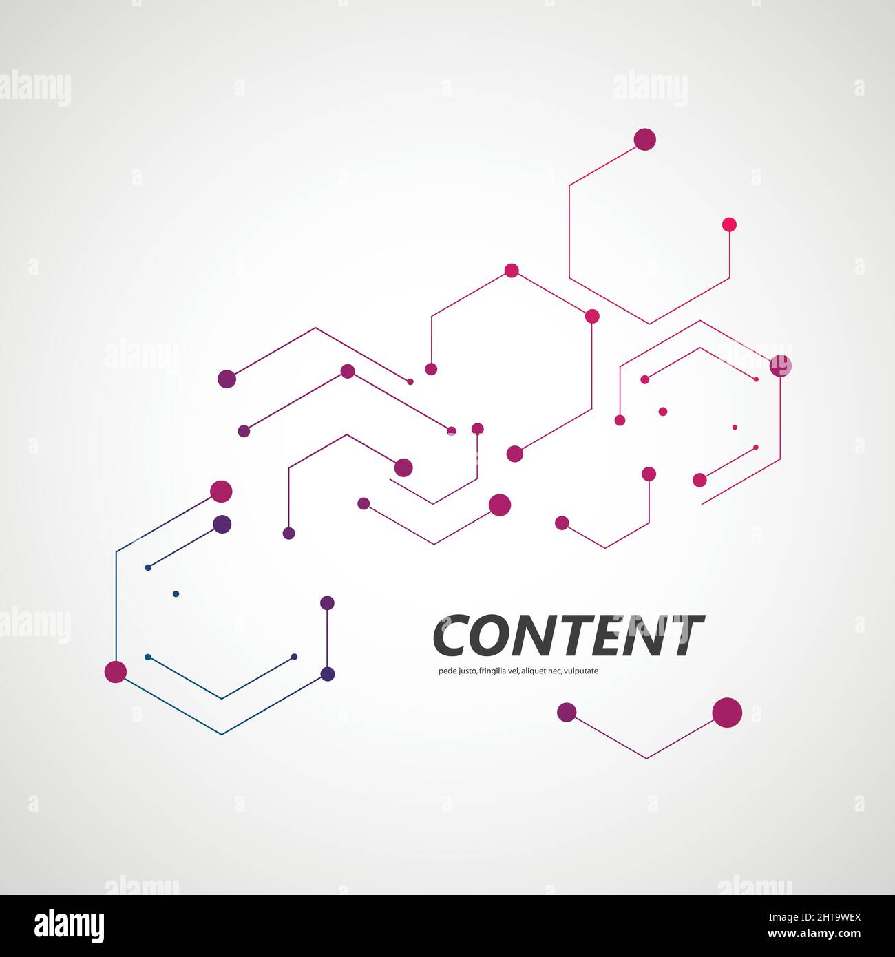 Line and dots connect vector. Geometric hexagon abstract molecular ...