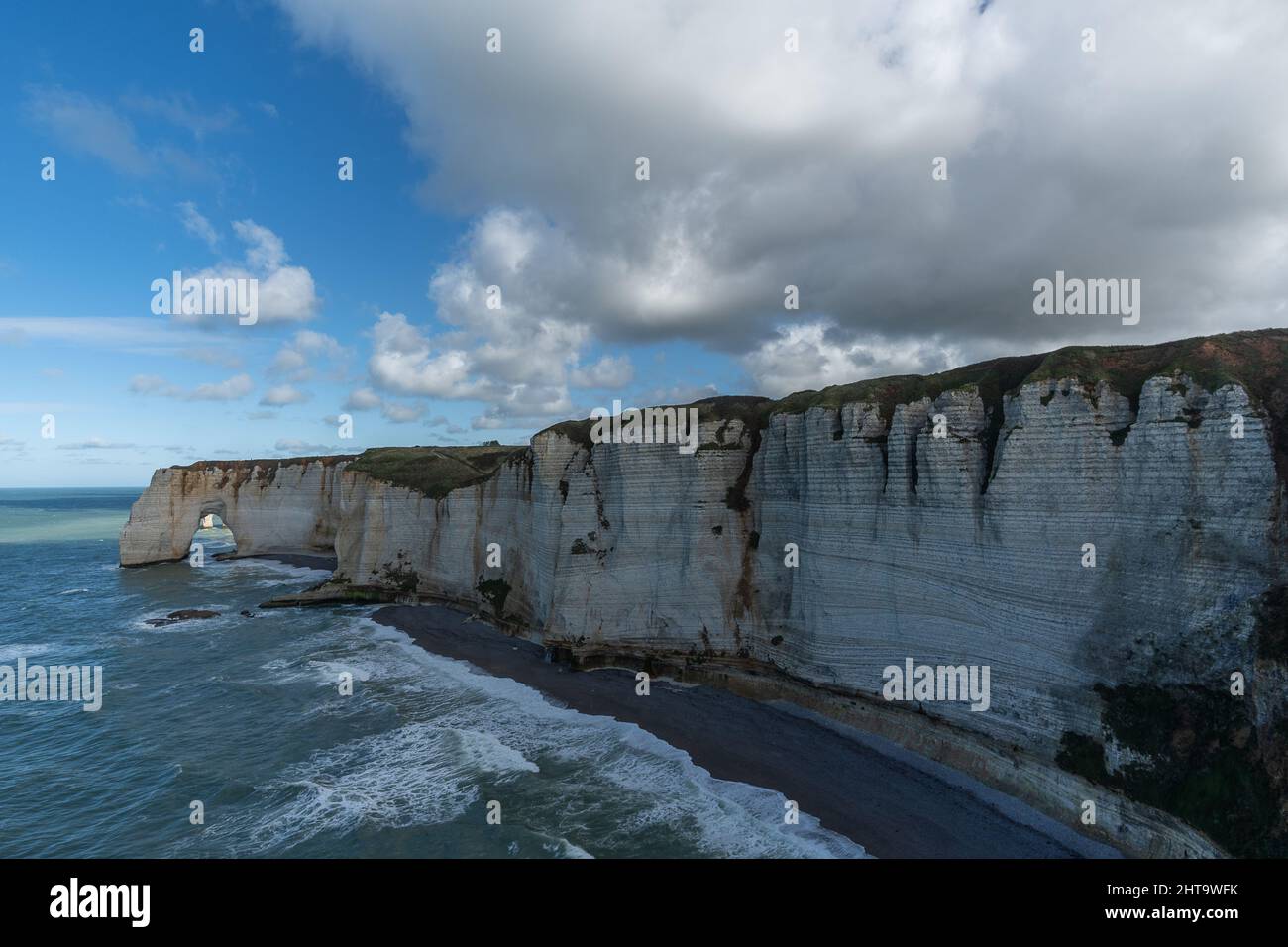 Beautiful view of the arch of the Manneporte cliff and the Valaine ...