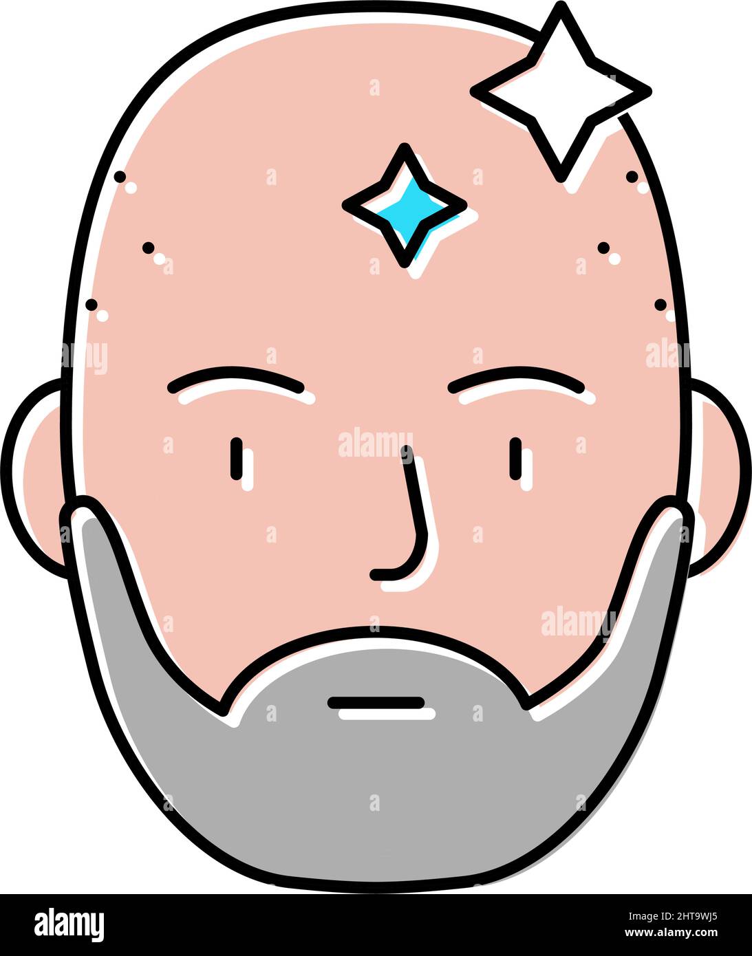 bearded man with shaved head color icon vector illustration Stock ...