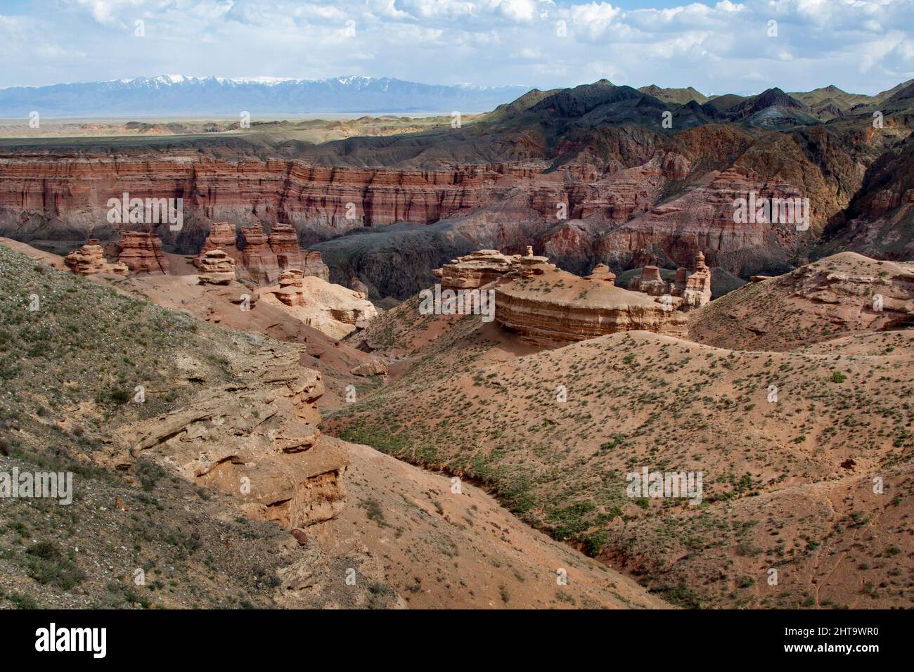 Unique landscape of the Red Canyon with massive cliffs and sandstones ...