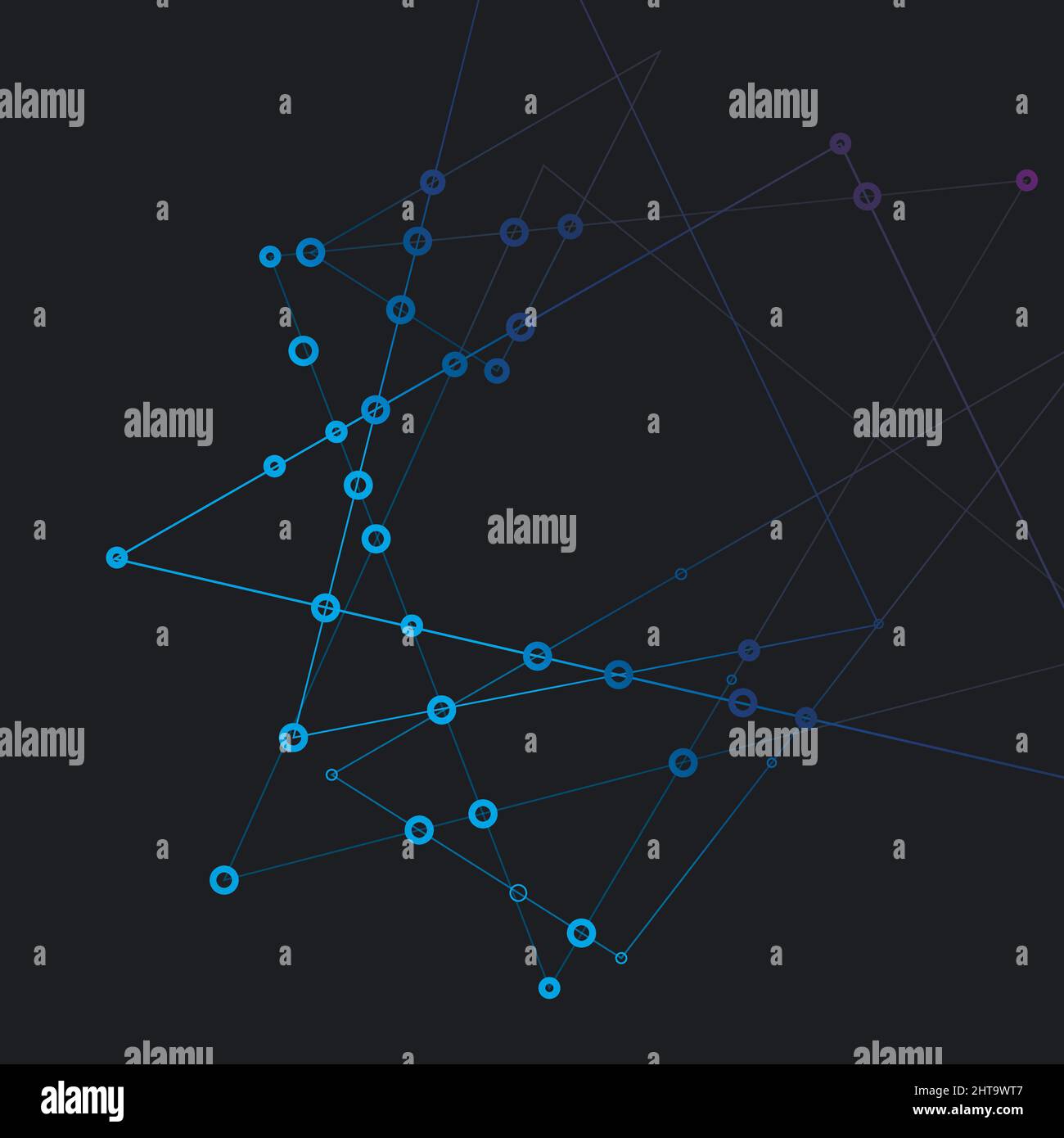 Abstract technology structure. Dark network background with connecting ...