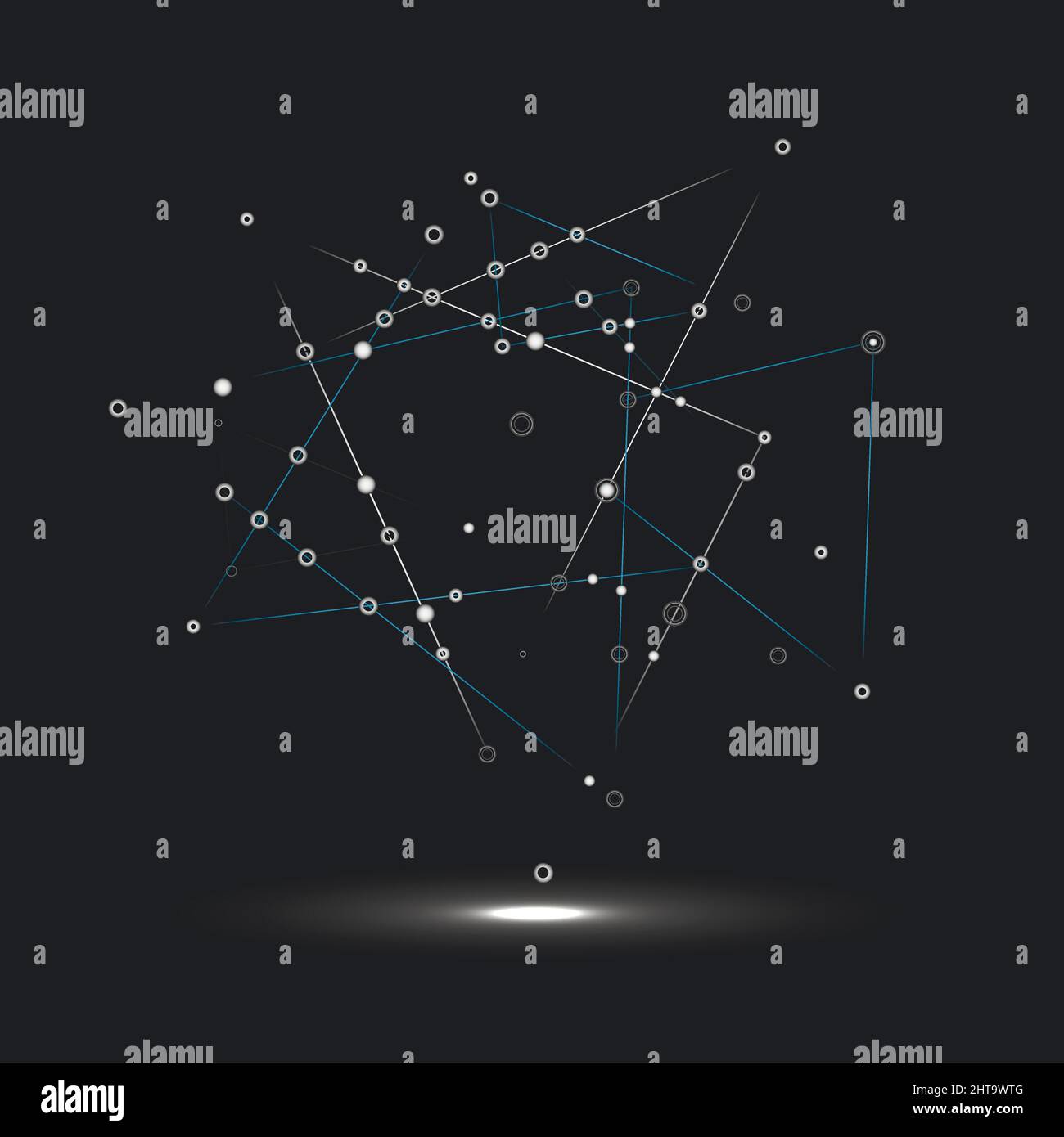 Abstract technology structure. Dark network background with connecting ...
