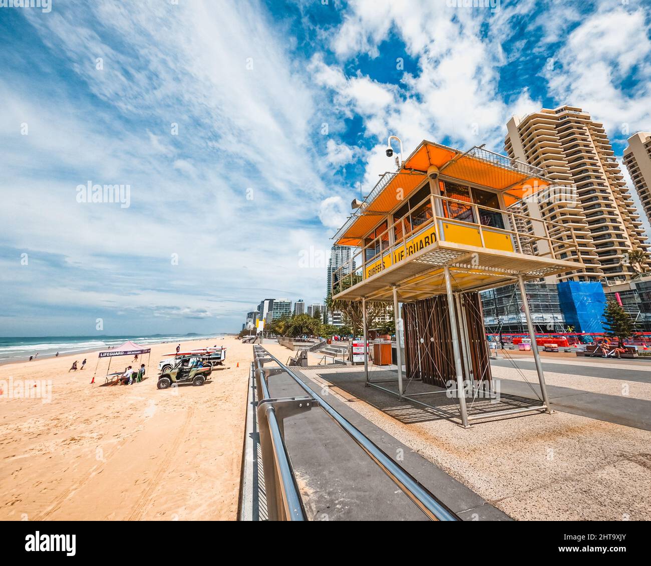 Lifeguard tower on the beach in Gold Coast, Queensland, Australia Stock ...