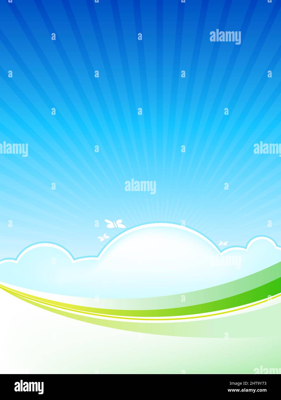 Summer day background with clouds and sun lights vector Stock Vector ...