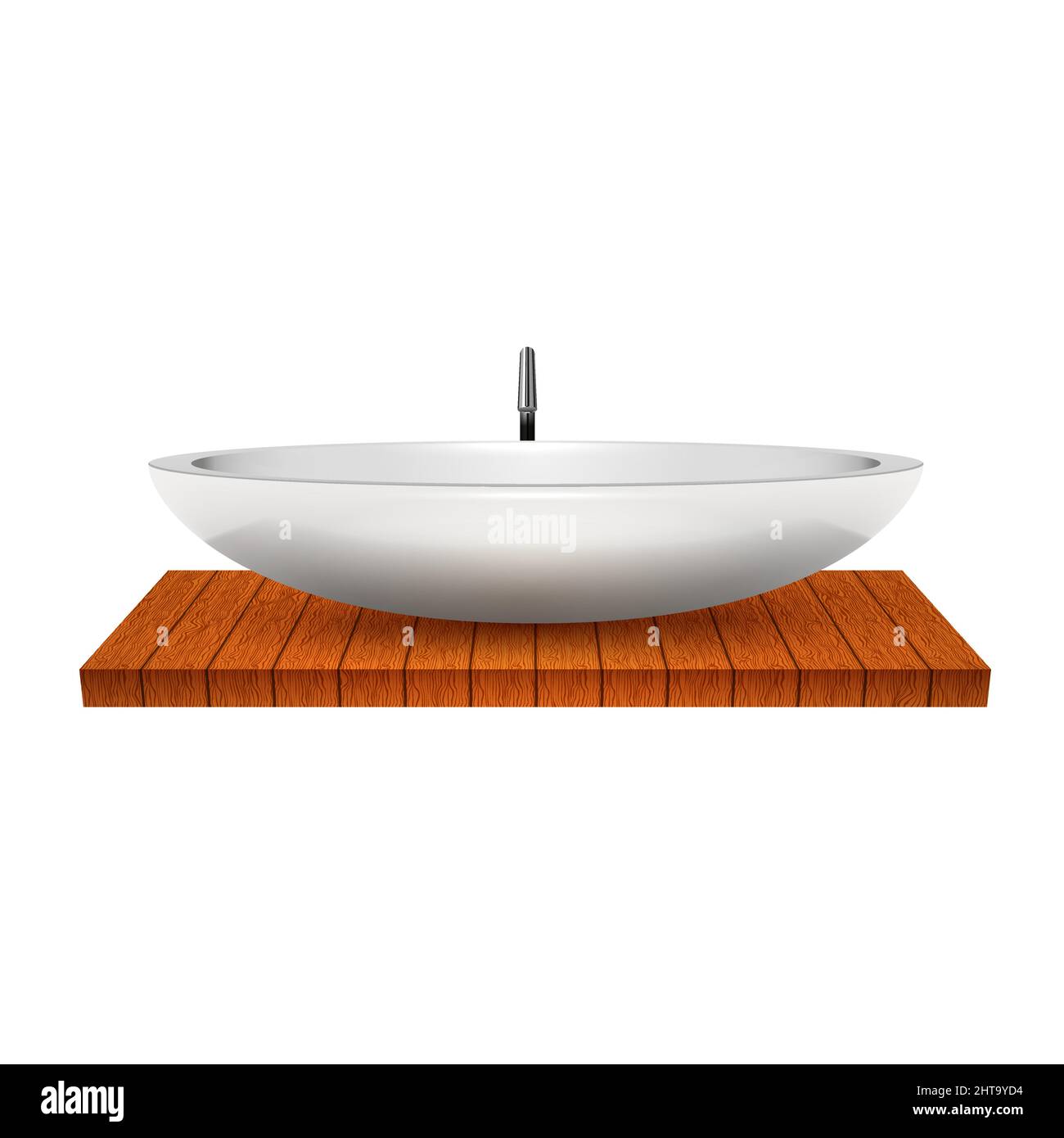 Vessel sink on wooden countertop vector illustration Stock Vector Image ...
