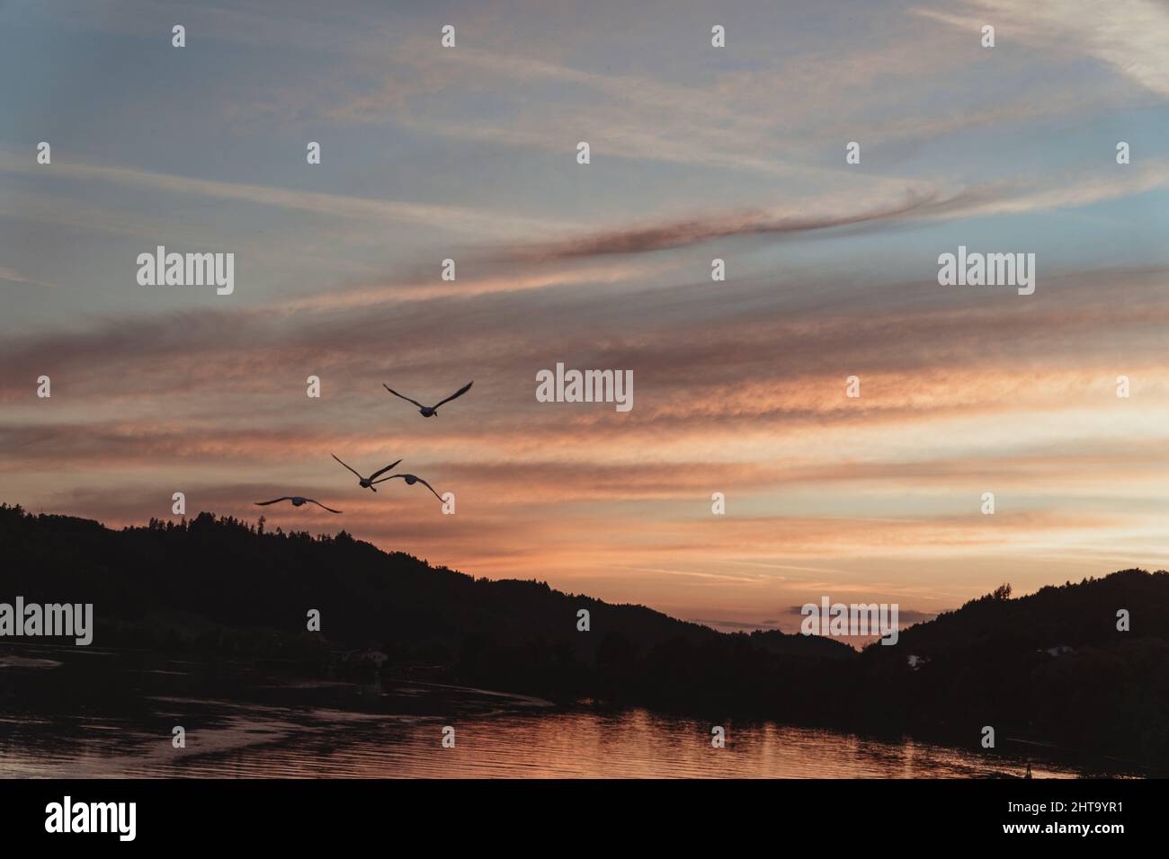Flying above clouds coast lake hi-res stock photography and images - Alamy
