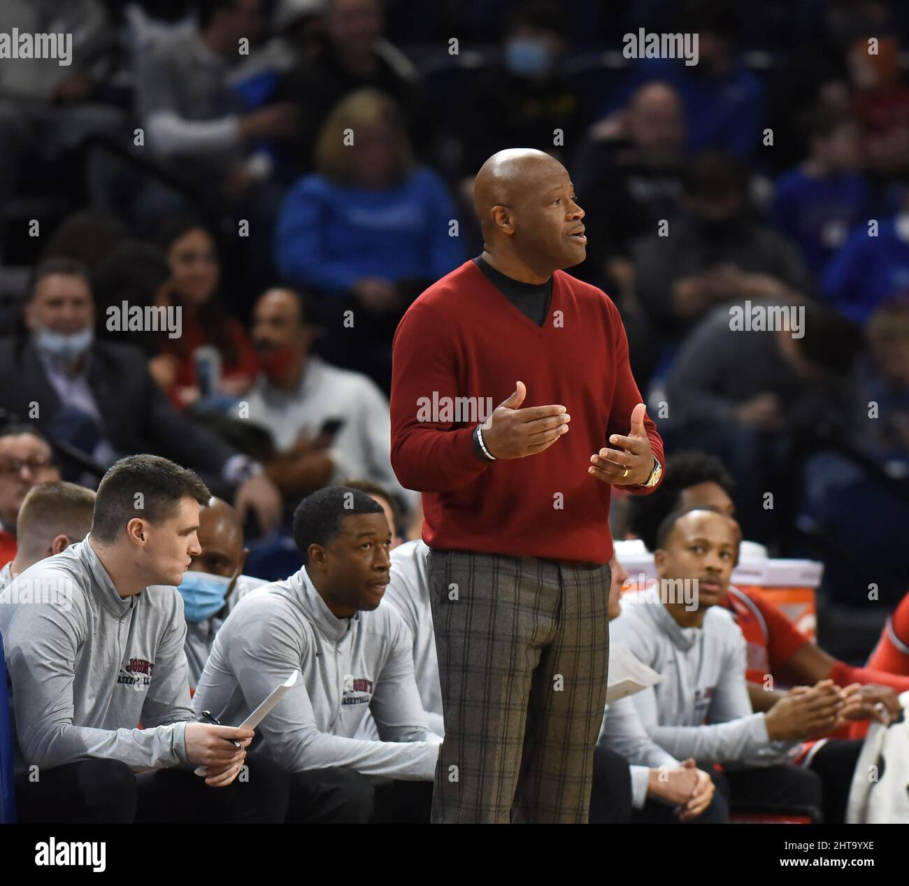 February 27, 2022: St. John's Red Storm head coach Mike Anderson looks ...