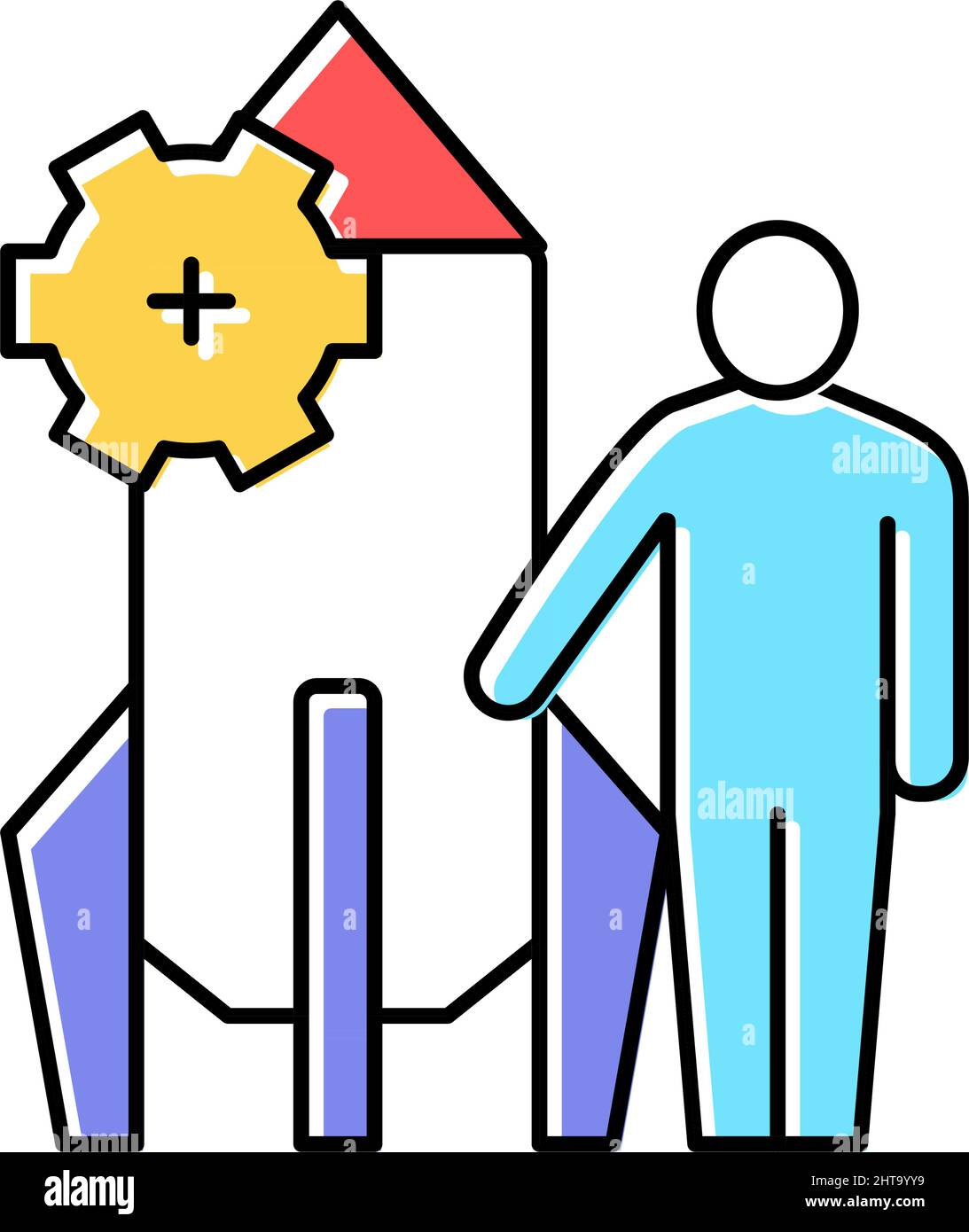 human and rocket fast work color icon vector illustration Stock Vector ...