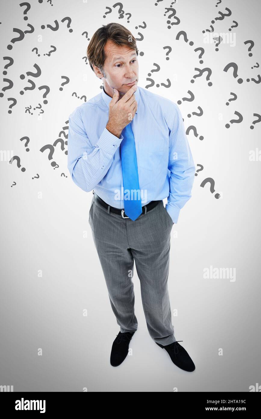 Businessman many question mark hi-res stock photography and images - Alamy